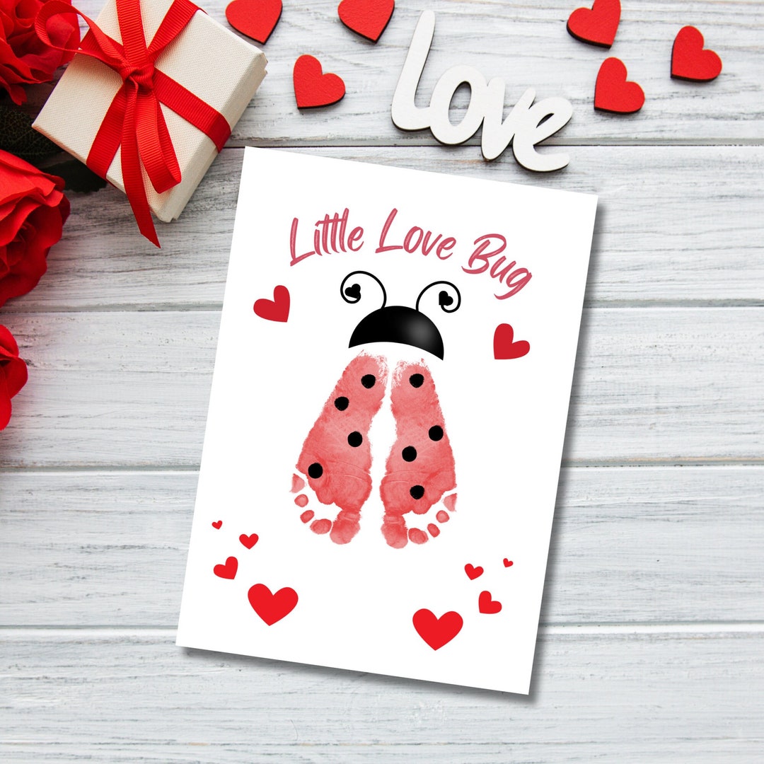 Valentine's Day Kids Footprint Craft: Love Bug DIY Digital Download for ...