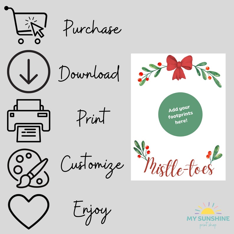 Mistle-toes / Christmas Holiday Art Craft / Footprint Handprint / Foot ...