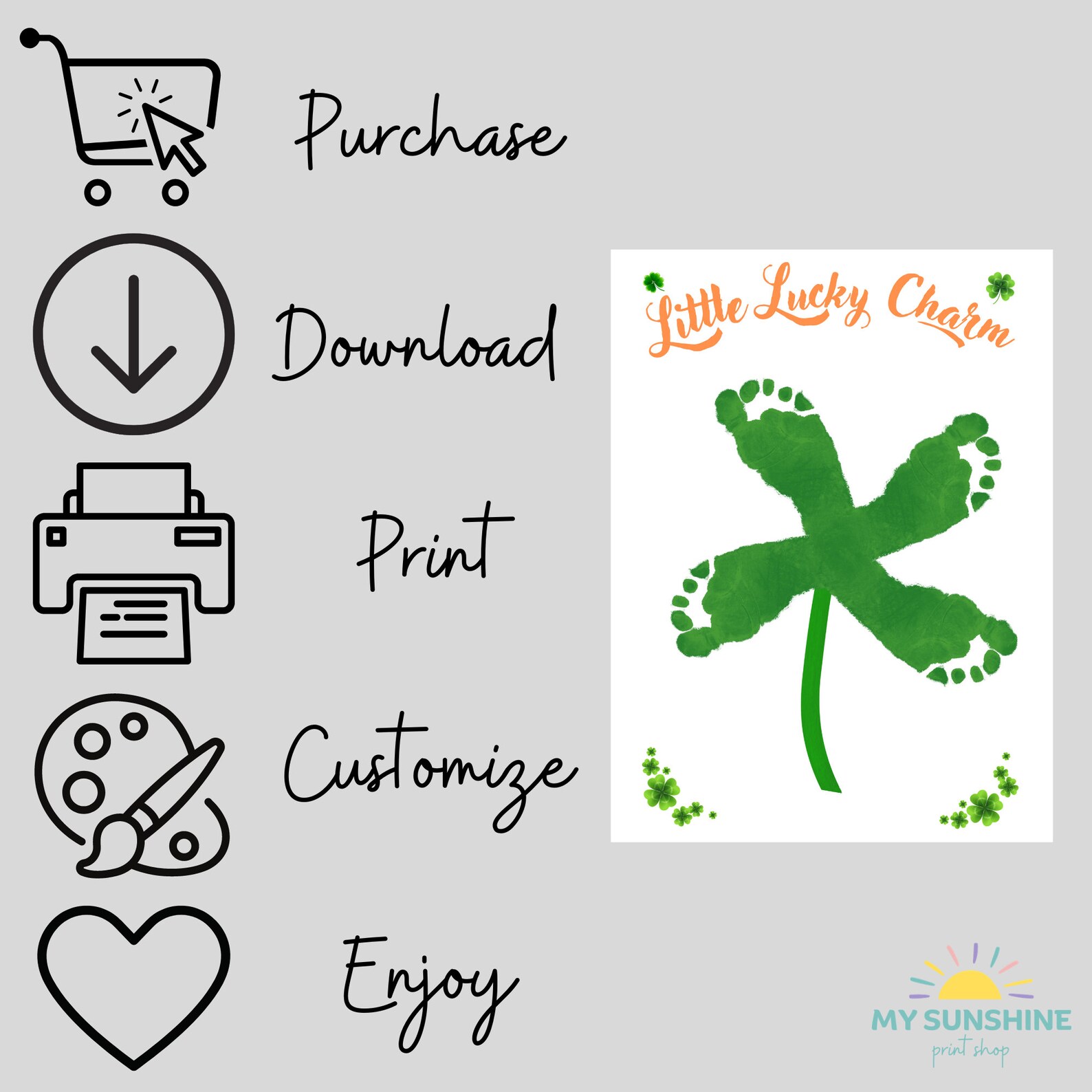 St. Patrick's Day Kids Footprint Craft: Lucky Charm Shamrock DIY ...