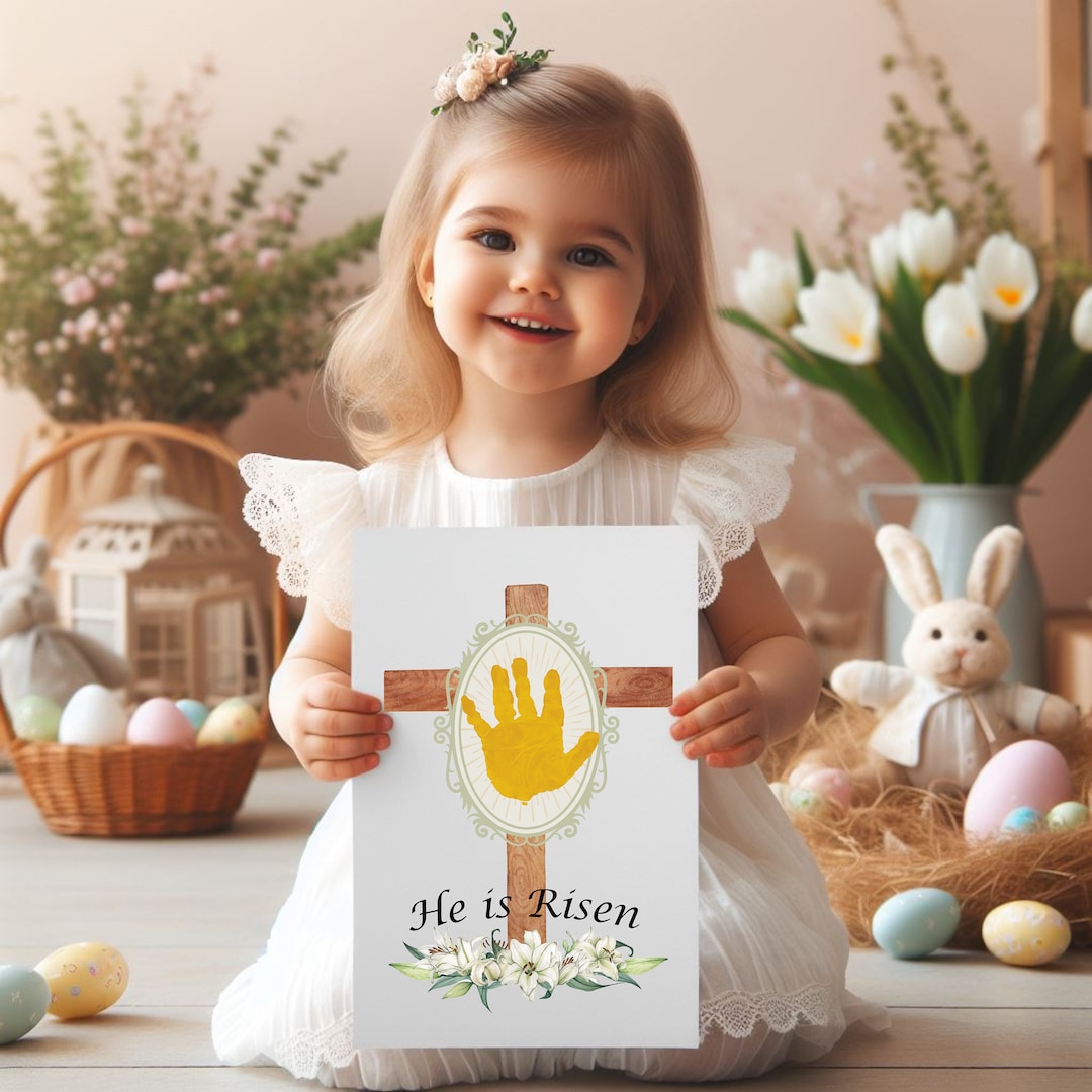 He is Risen: Kids Craft Cross Jesus Resurrection Art Printable for ...