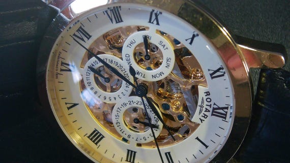 Rotary Skeleton automatic calendar watch - Gem