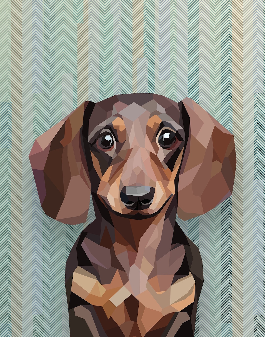 Geometric Dachshund Portrait - Etsy
