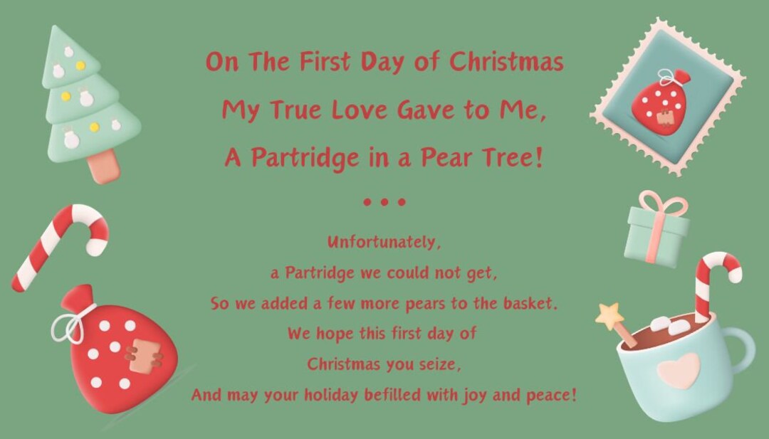 12 Days of Christmas Printable Gift Tags With Poems to Explain Each ...