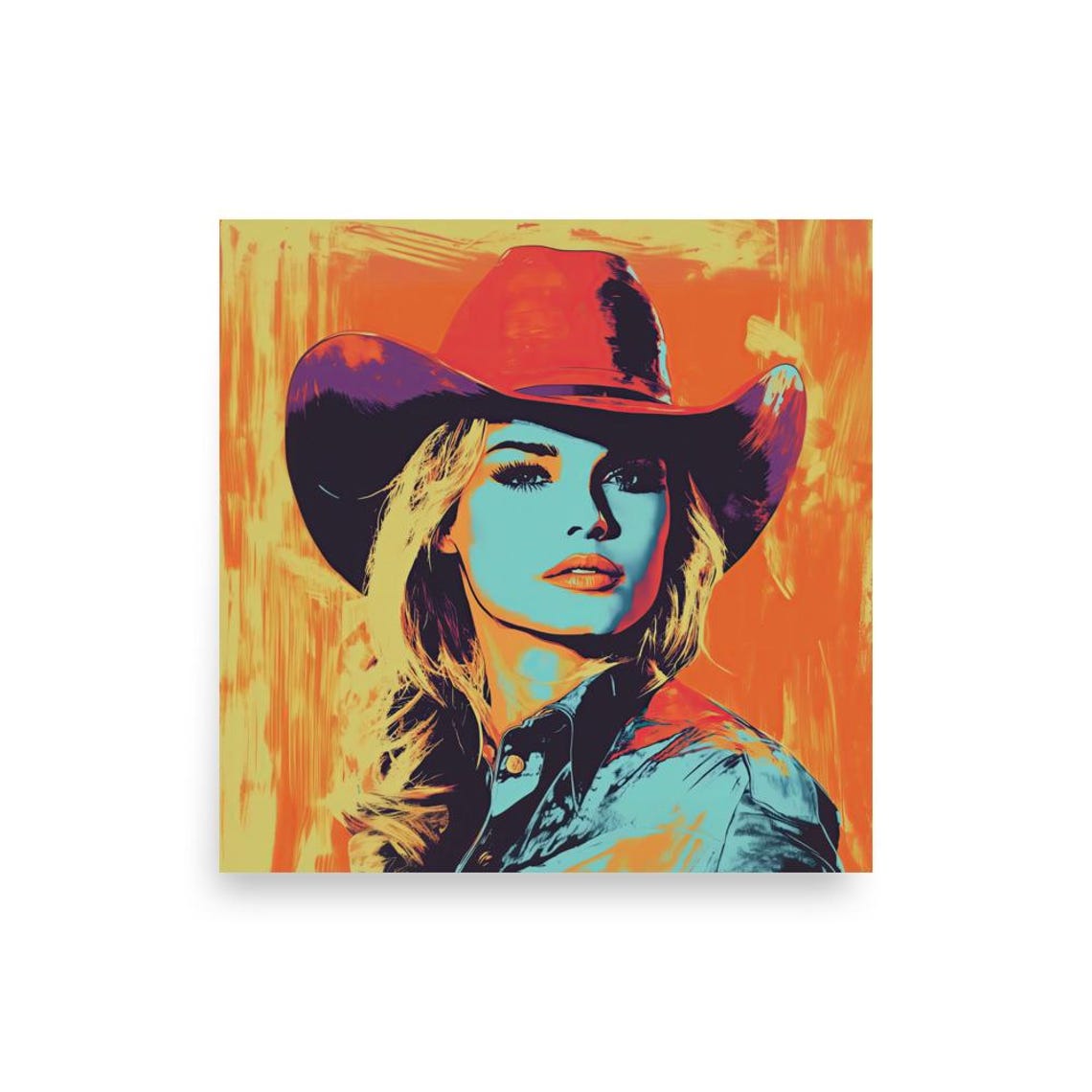 Western Pop Art Portrait - Bold Cowgirl Wall Art - Retro Modern Style ...
