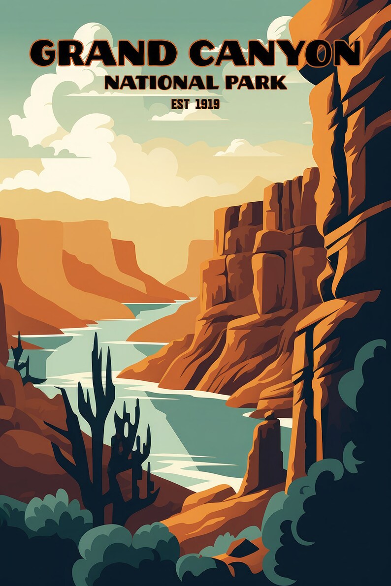Grand Canyon National Park Printable Poster Arizona Sunset I Grand ...