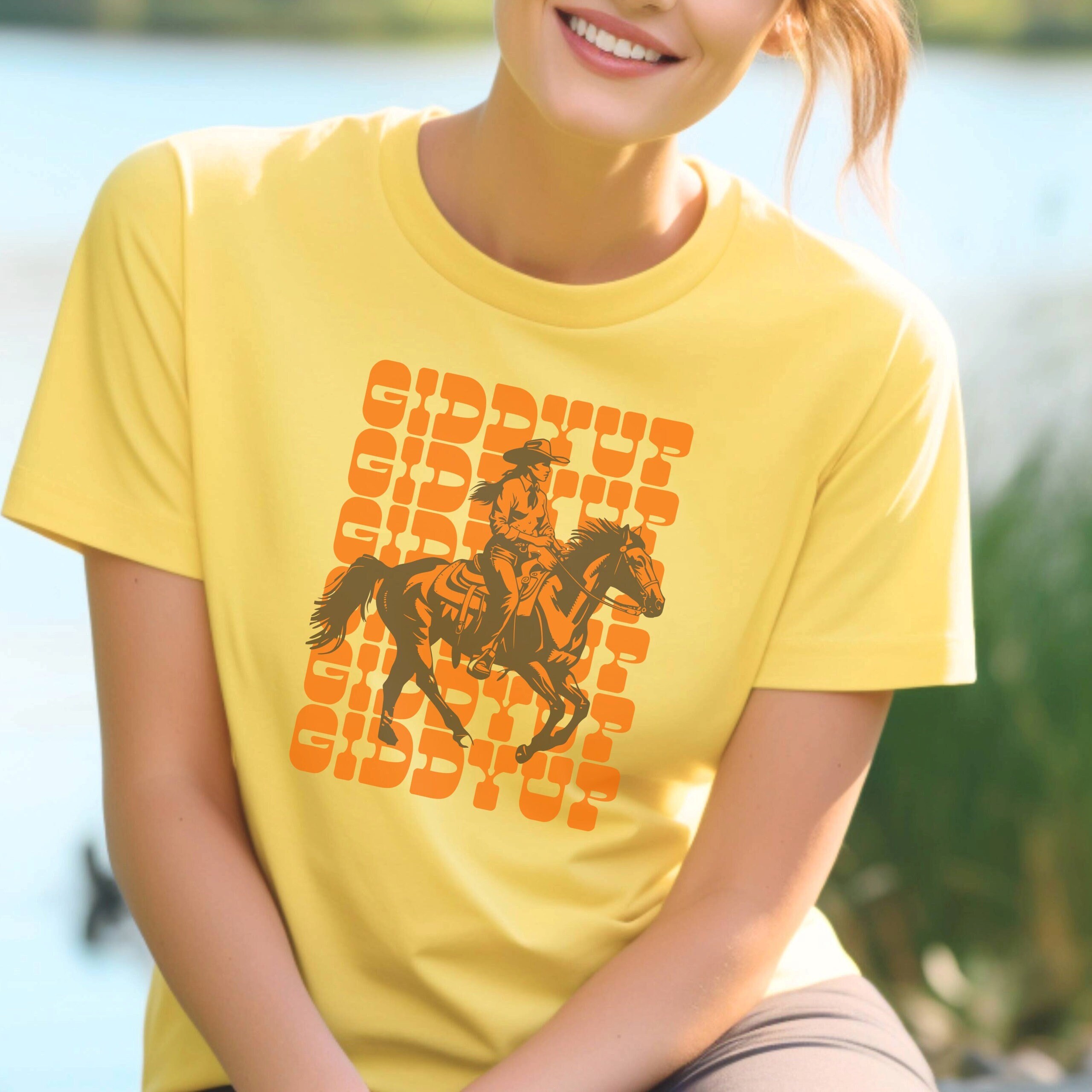 Retro Western Style Tee, GIDDY UP Vintage Cowgirl Horse T-shirt ...