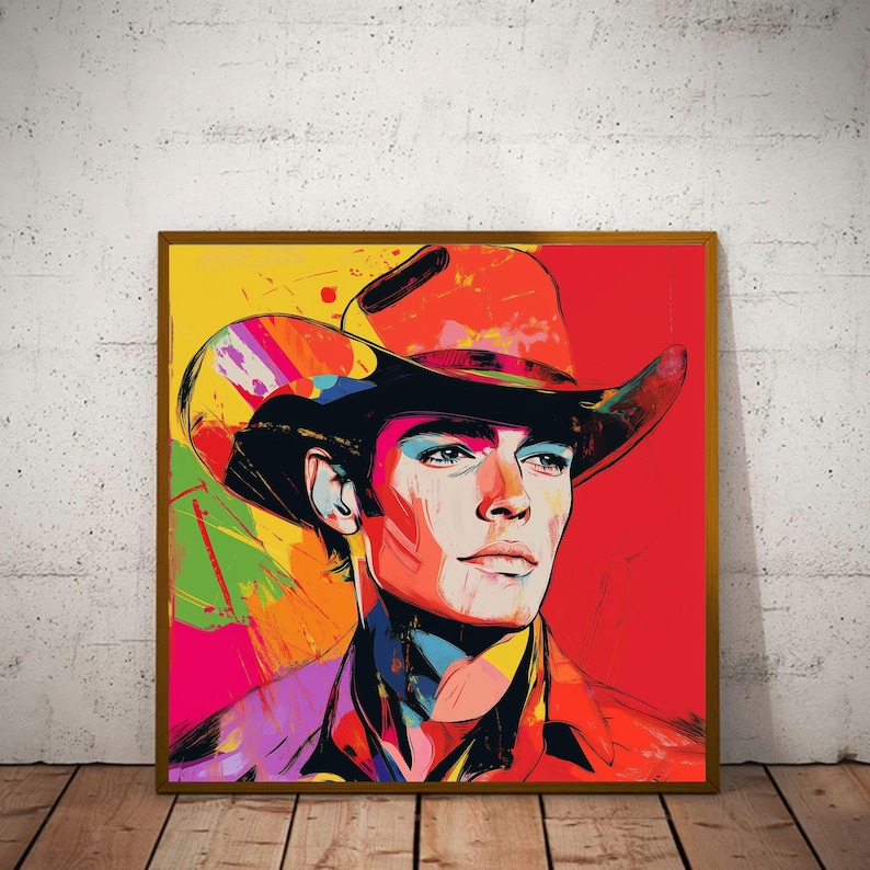 Vibrant Cowboy Pop Art Canvas – Bold Western Style Wall Art for Rustic ...