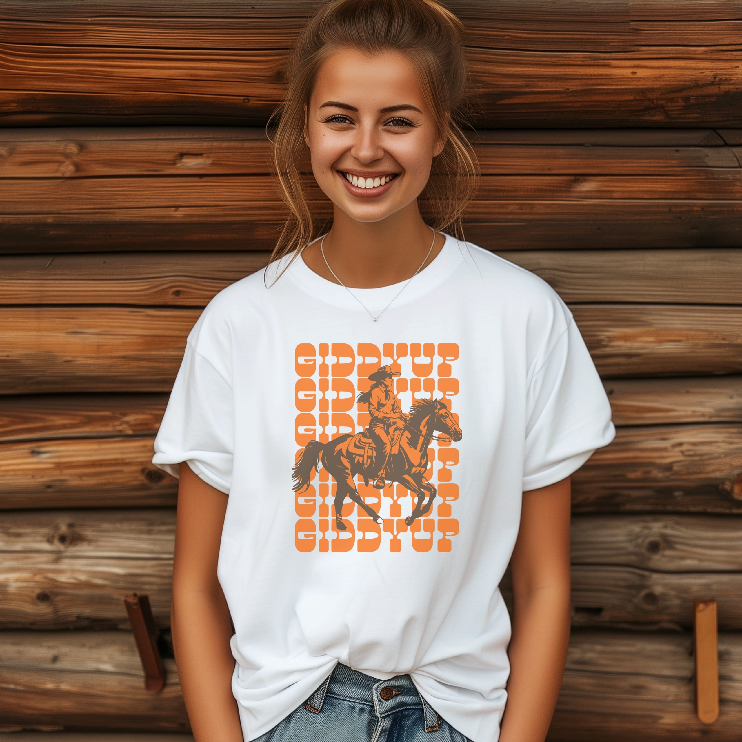 Retro Western Style Tee, GIDDY UP Vintage Cowgirl Horse T-shirt ...