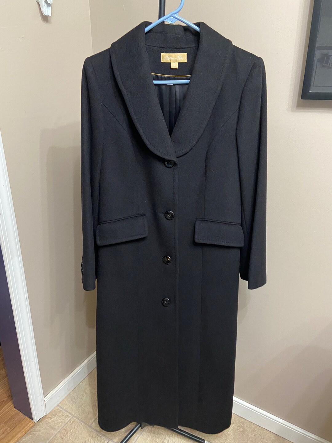 Katherine Kelly 100% Cashmere Long Sleeve Maxi Coat in Black - Etsy
