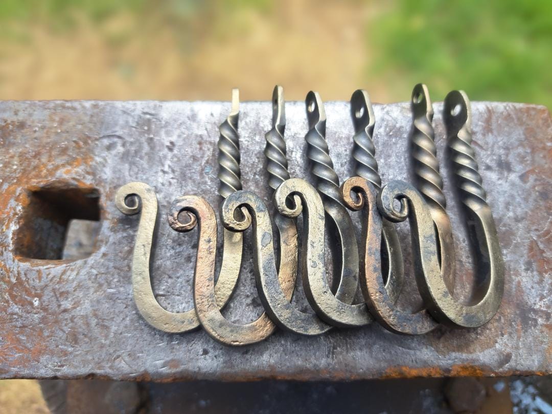 Blacksmith J-hook With Twist Handmade Straw Color - Etsy