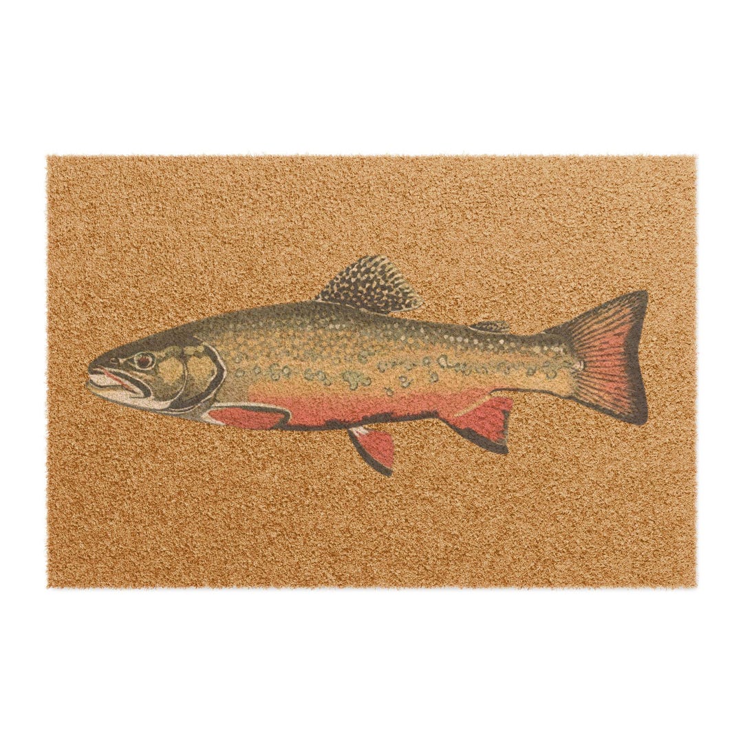 Trout Doormat, Fisherman's Welcome Mat, Cabin Decor Rug, Fishing Lovers ...