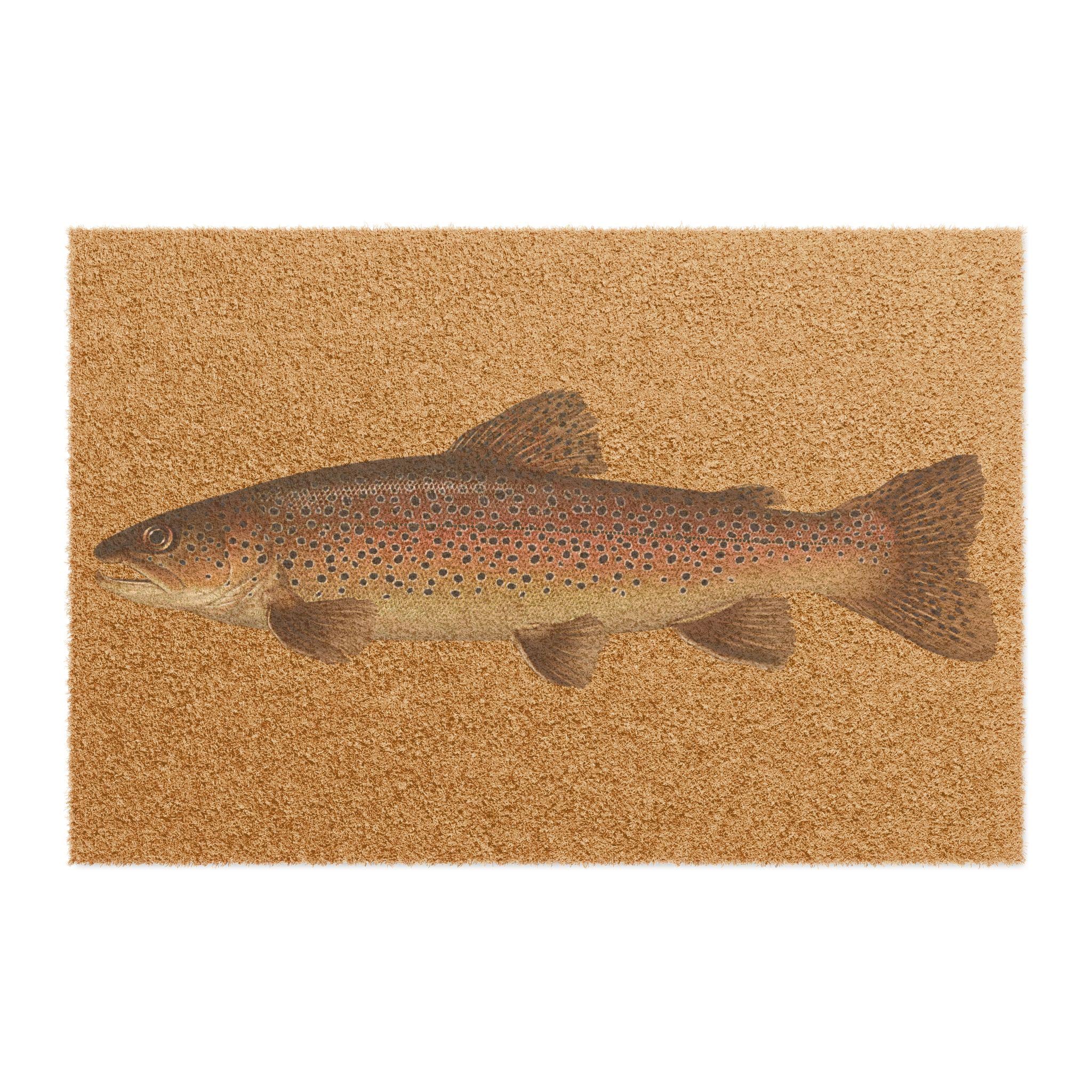 Doormat, Brown Trout Fish Mat, Welcome Rug, Outdoor Entrance Carpet ...