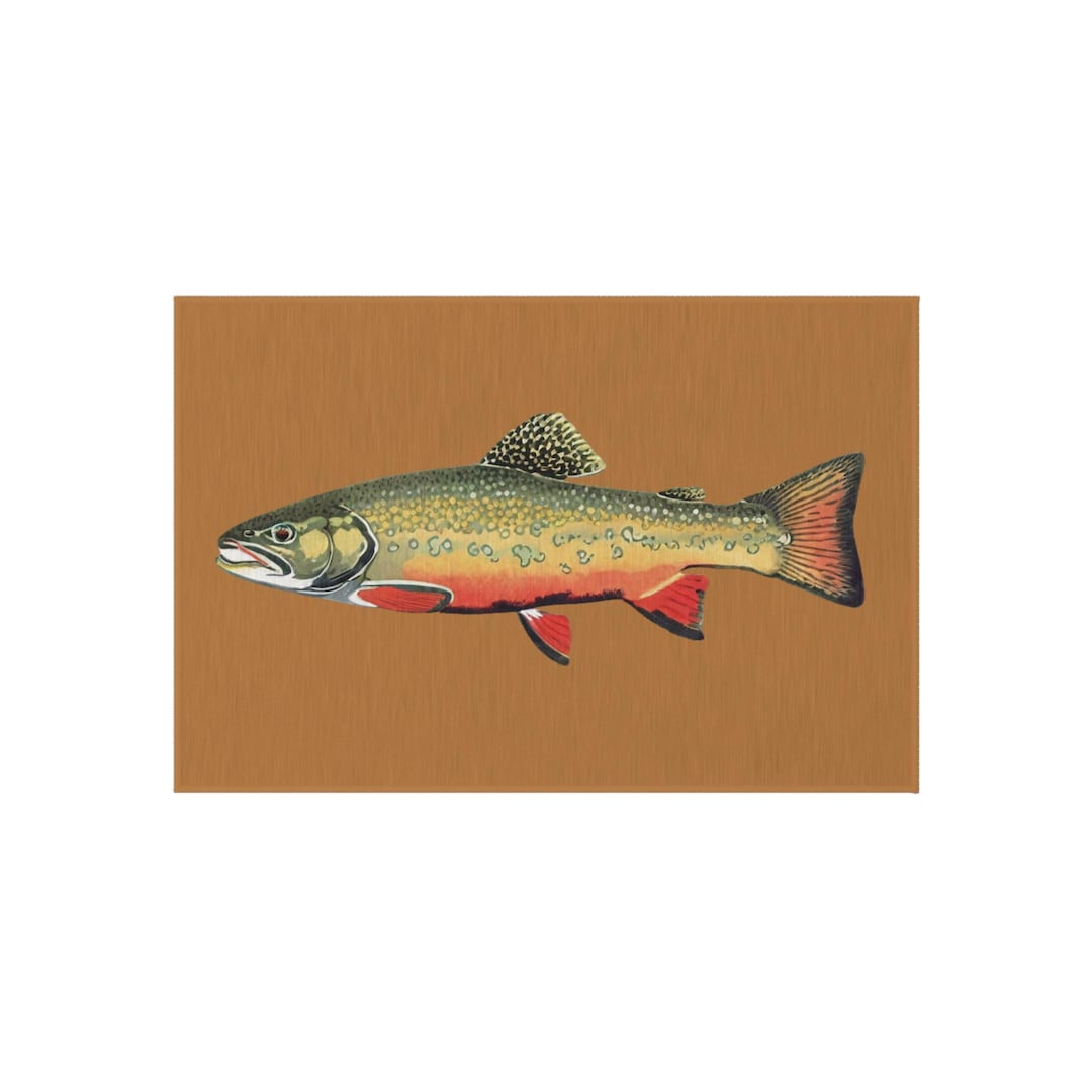 Brook Trout Outdoor Rug - Nature Lover Home Decor Gift, Cabin Wildlife ...