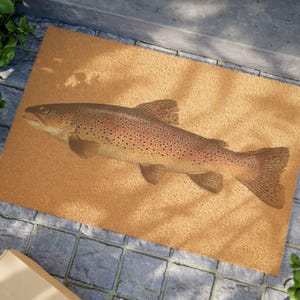 Doormat, Brown Trout Fish Mat, Welcome Rug, Outdoor Entrance Carpet ...