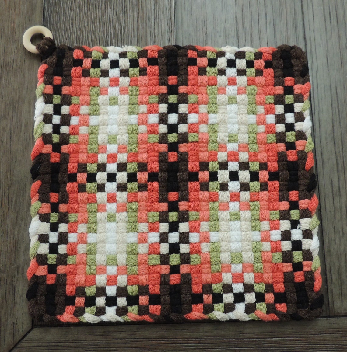Handmade Loom Woven Potholder: Cotton Trivet, 8x8 Kitchen Decor - Etsy