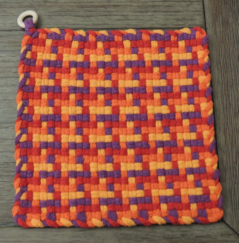 Loom Woven Cotton Potholder, Bright Kitchen Trivet (8x8) - Etsy