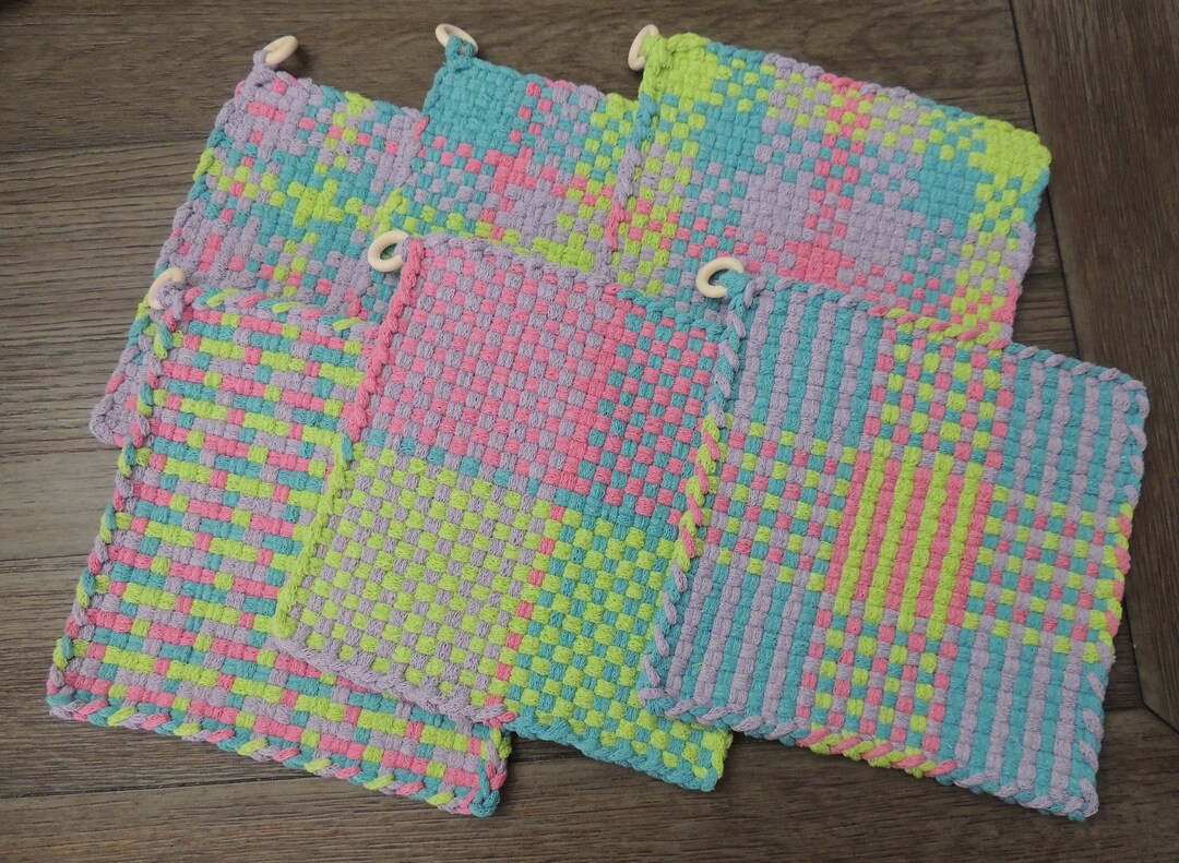 Handmade Loom Woven Cotton Potholder, Pastel Kitchen Trivet (8x8) - Etsy