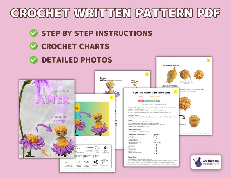 Reversible Aster Fairy Pattern, Amigurumi Pattern, Tutorial PDF With Instructions, Crochet ...