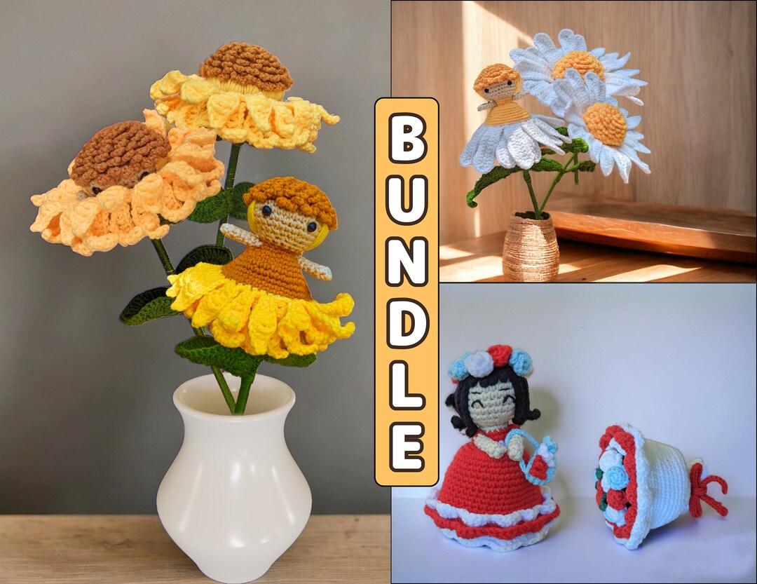 Reversible Amigurumi Patterns Bundle, Crochet Flower Pattern, Sunflower ...