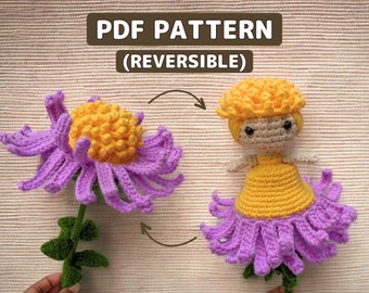 Reversible Sunflower Fairy Pattern, Amigurumi Pattern, Tutorial PDF ...