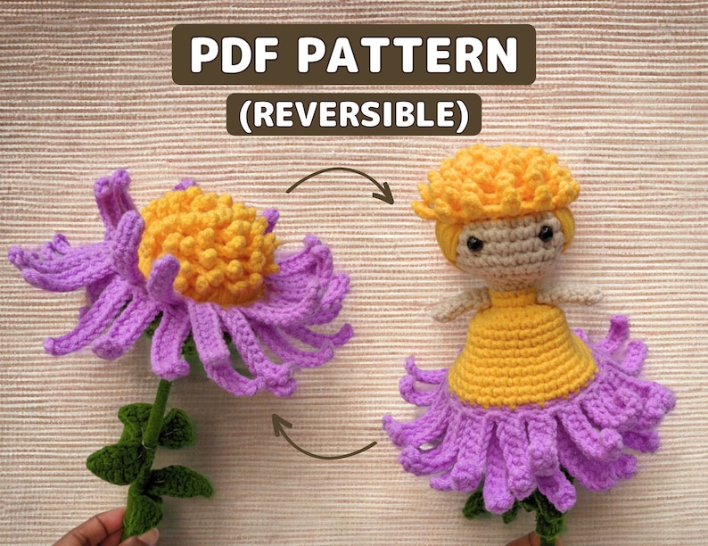Reversible Aster Fairy Pattern, Amigurumi Pattern, Tutorial PDF With Instructions, Crochet ...