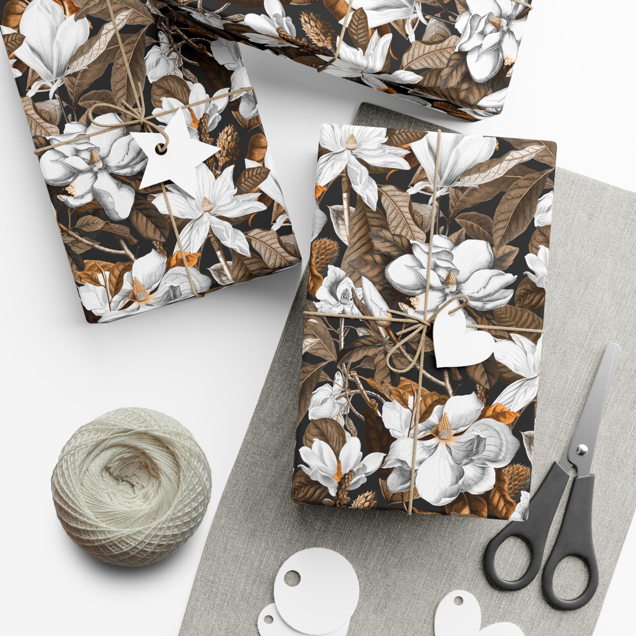 Magnolias, Gift Wrap, Luxurious, Floral Wrapping Paper Sheets, Birthday ...