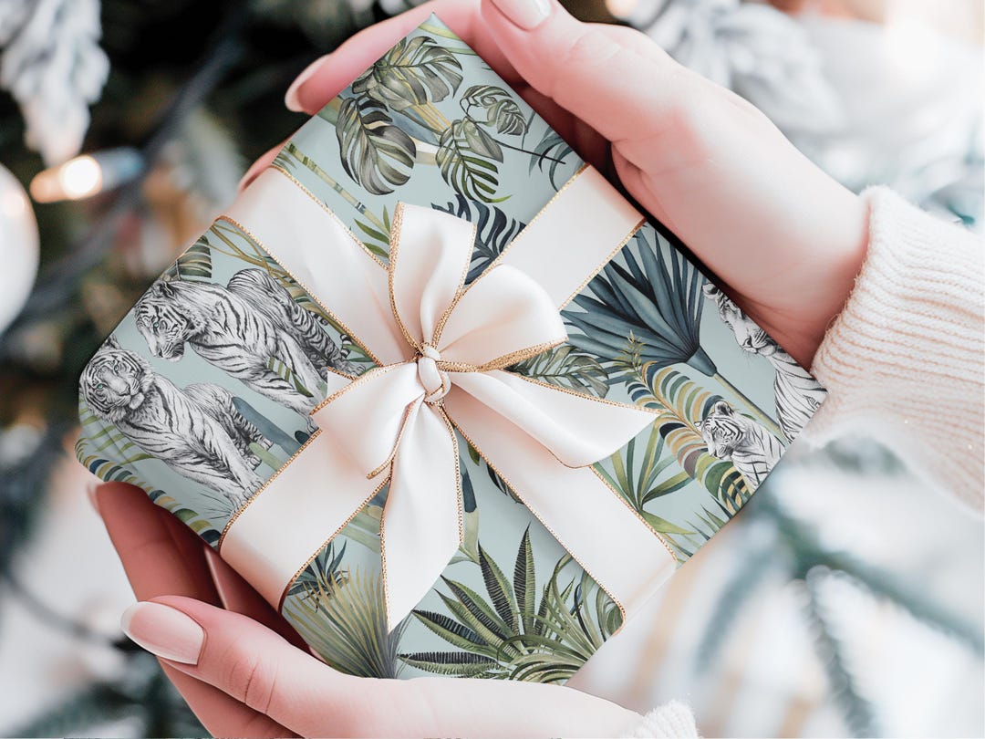 Tigers, Tropical, Jungle Wrapping Paper Sheets, Botanical Print, Safari ...