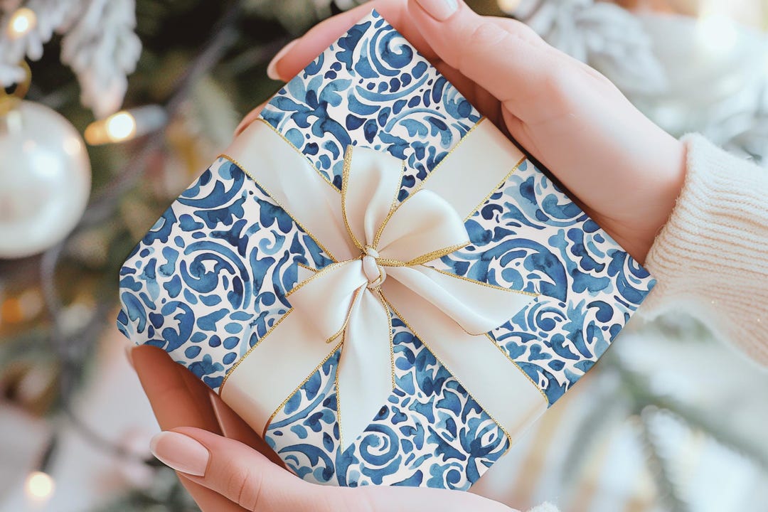 Waves Wrapping Paper, Ocean Theme Gift Wrap, Birthday Wrapping Paper ...