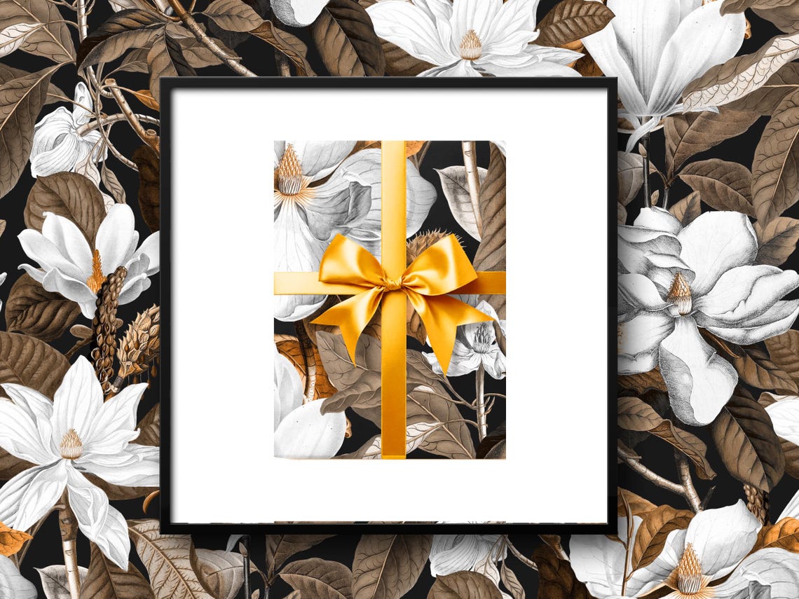 Magnolias, Gift Wrap, Luxurious, Floral Wrapping Paper Sheets, Birthday ...