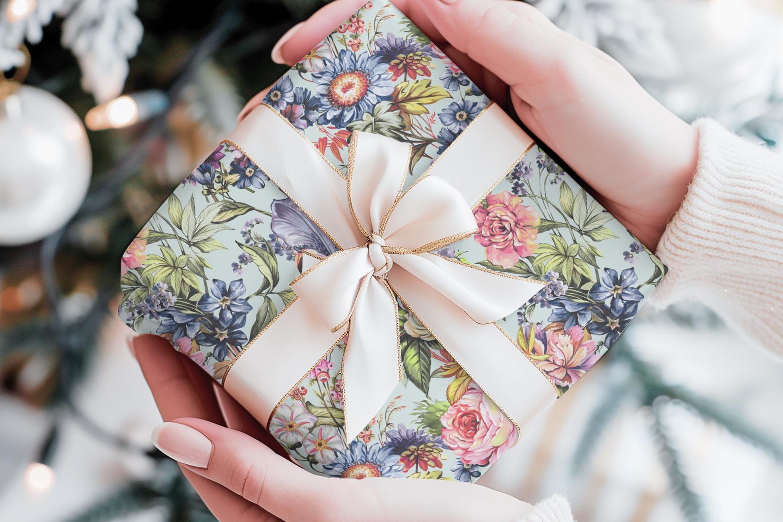 Flower Garden Gift Wrap, Vintage-inspired, Cottagecore, Roses, Wrapping ...