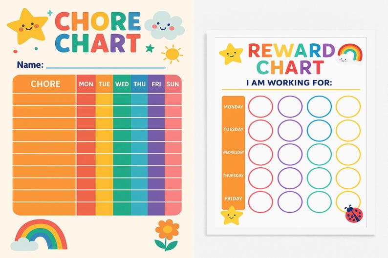 Kids Chore and Reward Chart Bundle | Printable Behavior Tracker ...