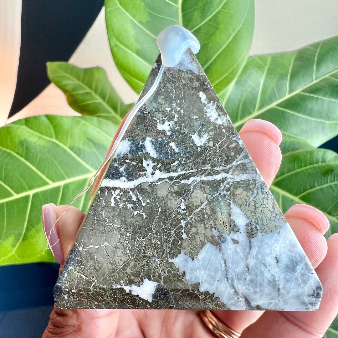 Pyrite Pyramid With Bright White Quartz - Etsy