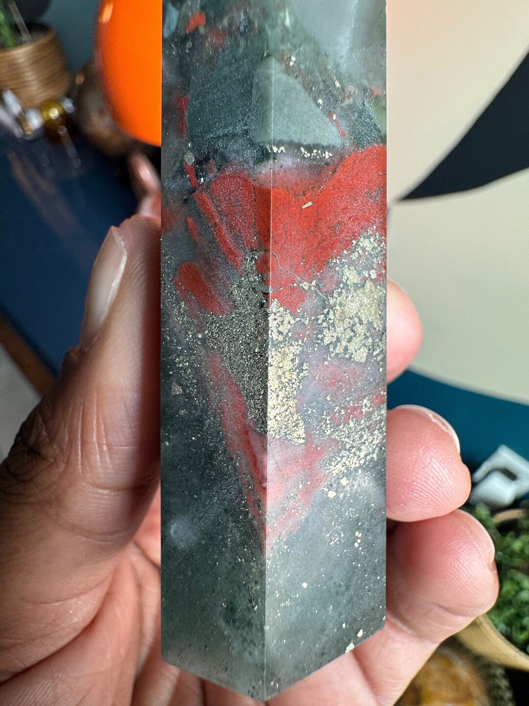 African Bloodstone Jasper Tower With Pyrite Flecks - Etsy