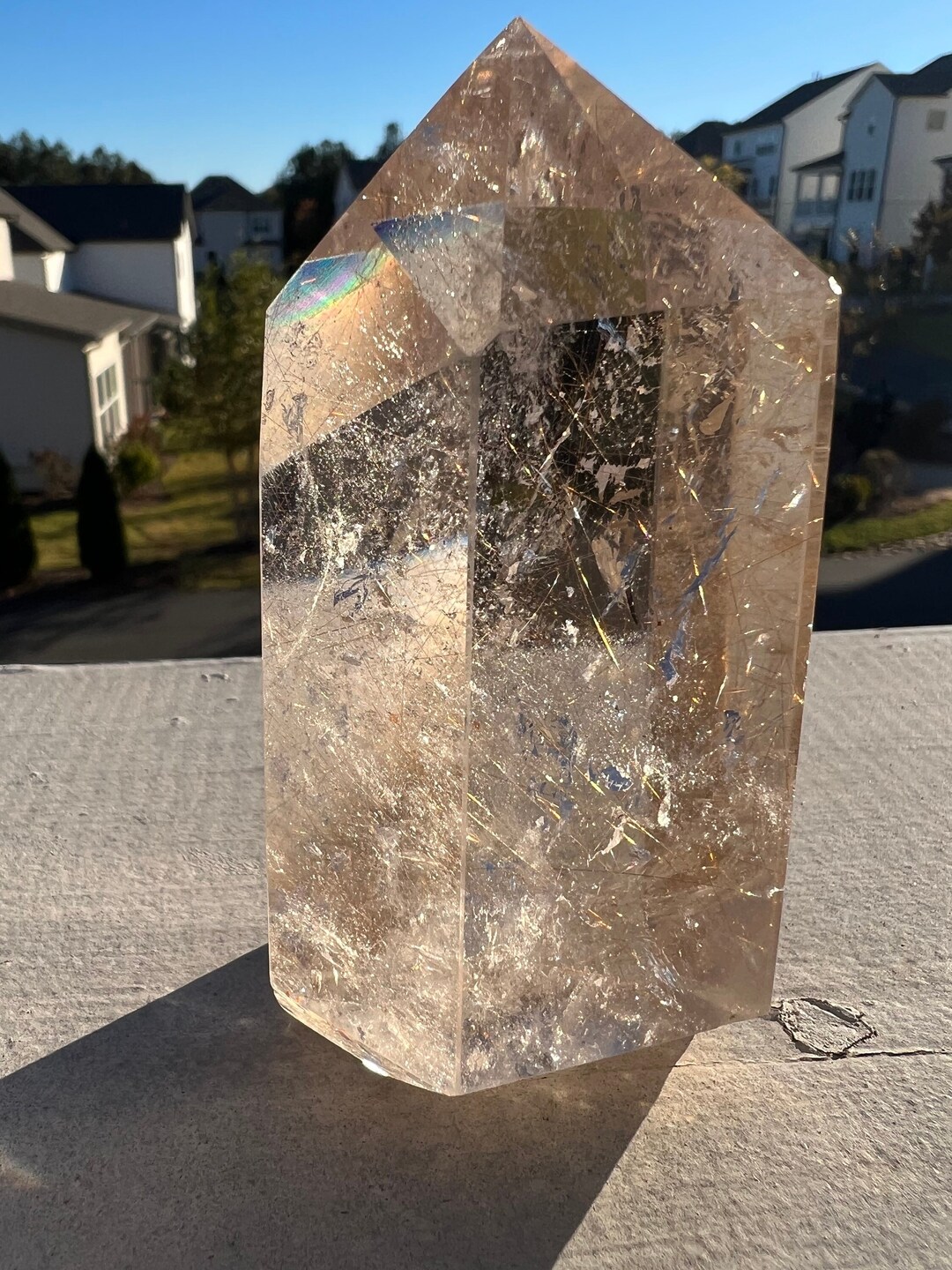 Gold Rutile Quartz Tower With Rainbow Flashes - Etsy