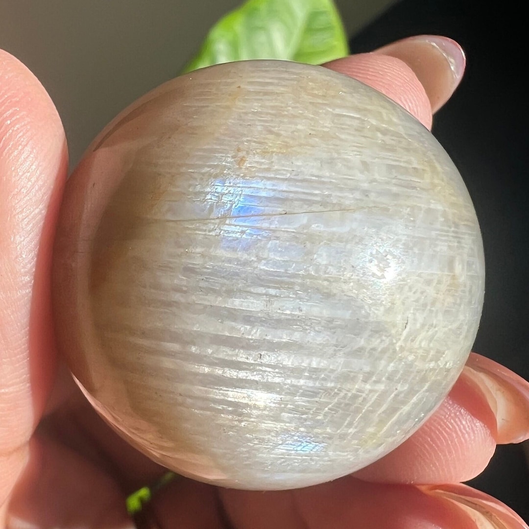 Crystal BUNDLE: Sparkling Cream Mini Moonstone Spheres With Blue ...