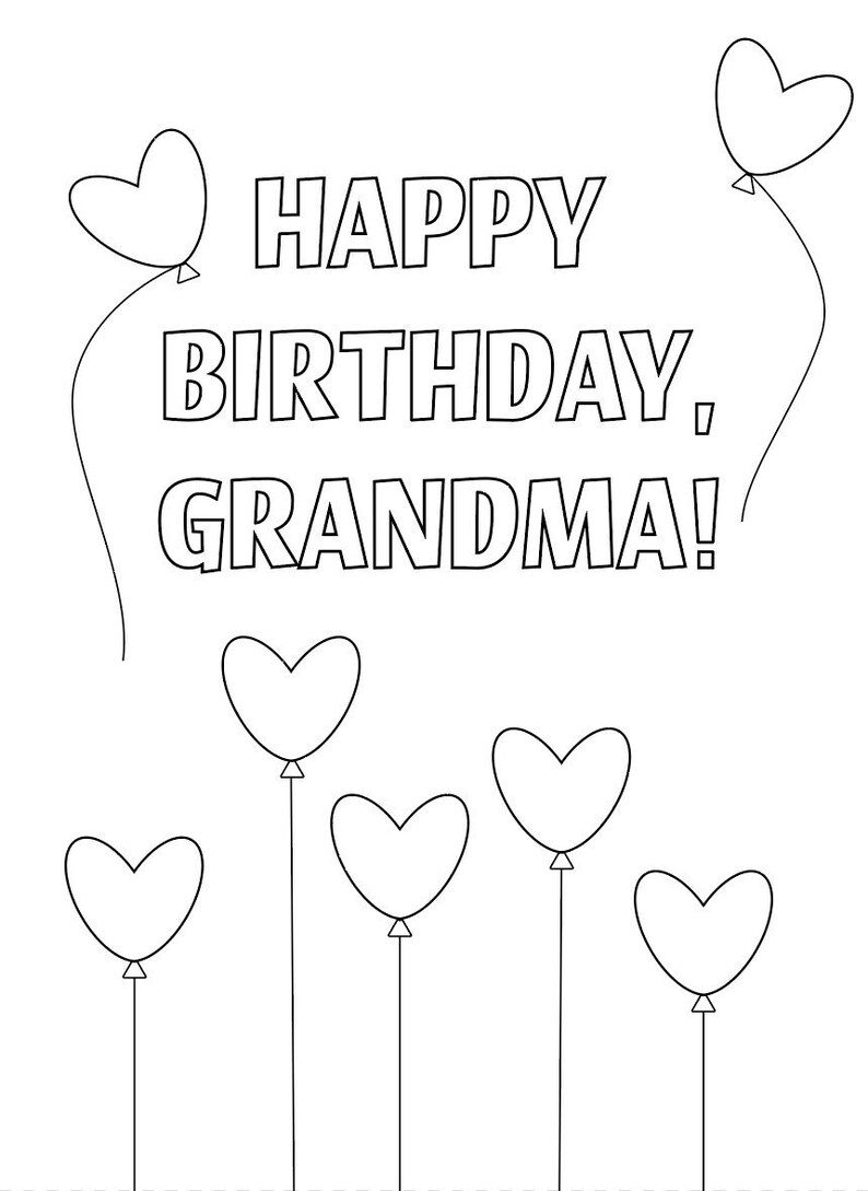 Birthday Card for Grandma, Coloring Card, Personalized Card for Grandma ...