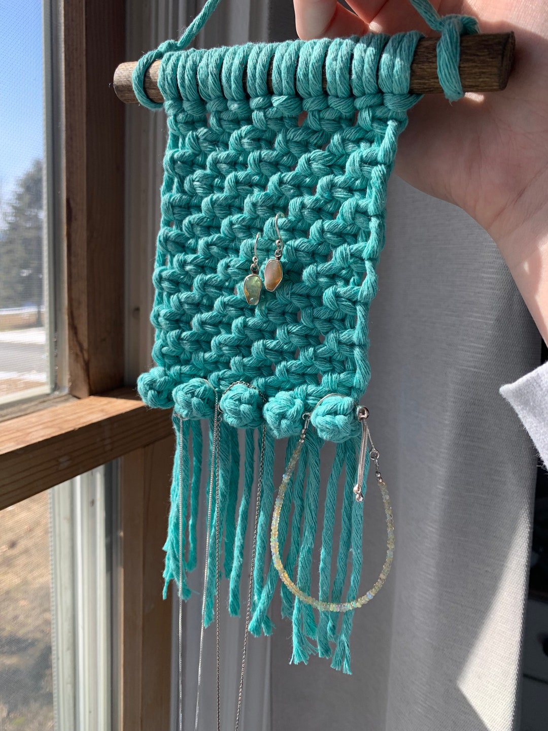 Macrame Jewelry Hanger | Jewelry Display | Earring Holder | Necklace ...