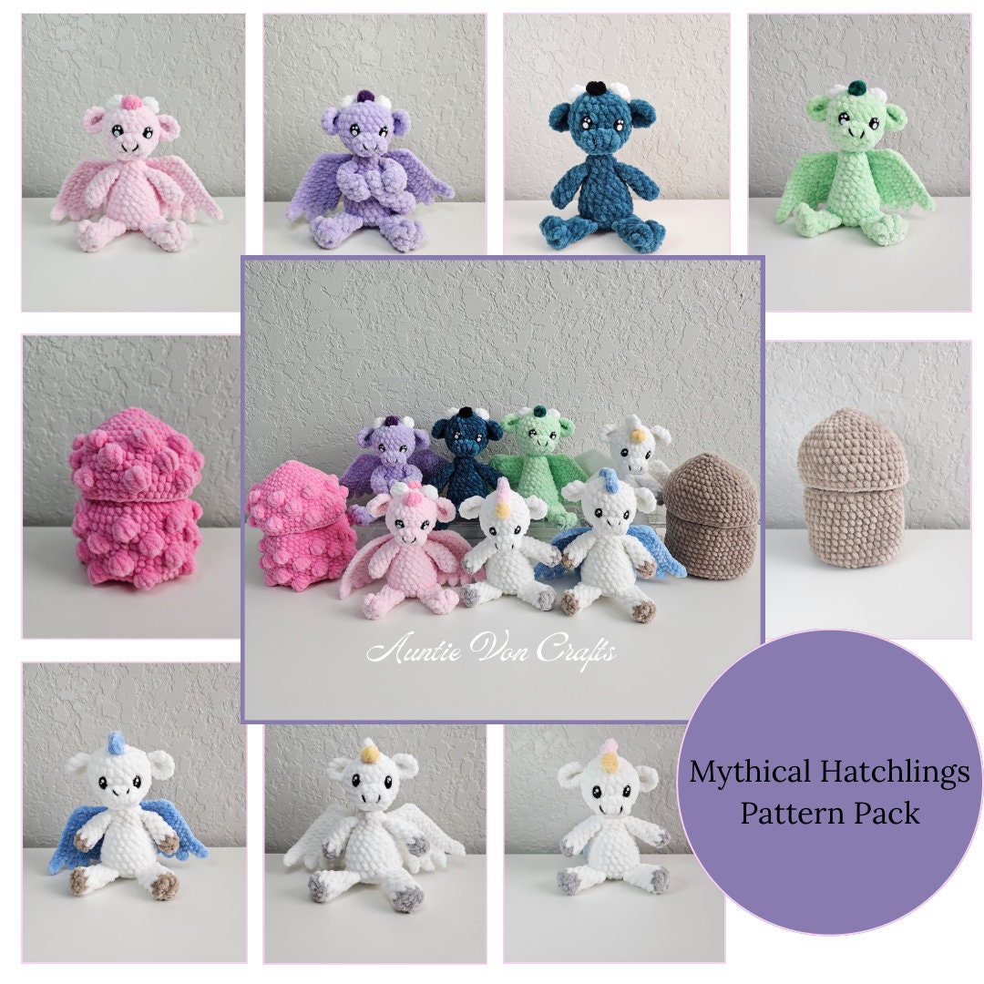 Mythical Hatchlings Crochet Pattern Pack PDF | Crochet Pattern | Digital PDF Crochet Pattern ...