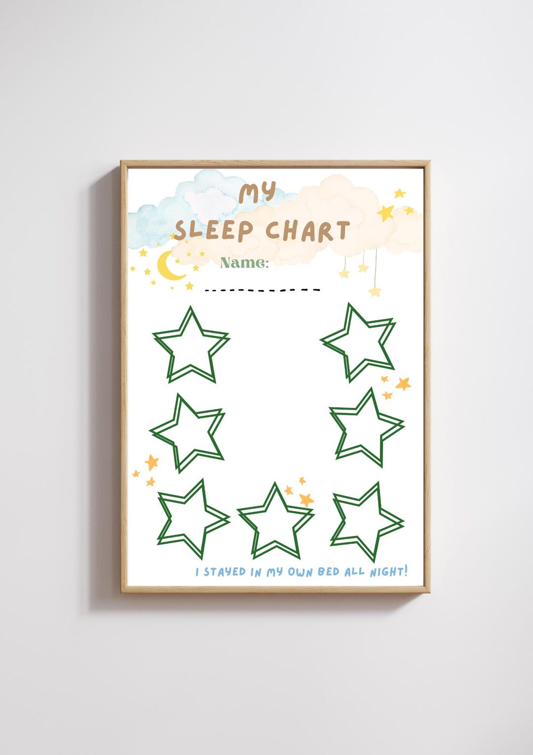 Sleep Chart L Bedtime Tracking Chart L Reward Chart - Etsy