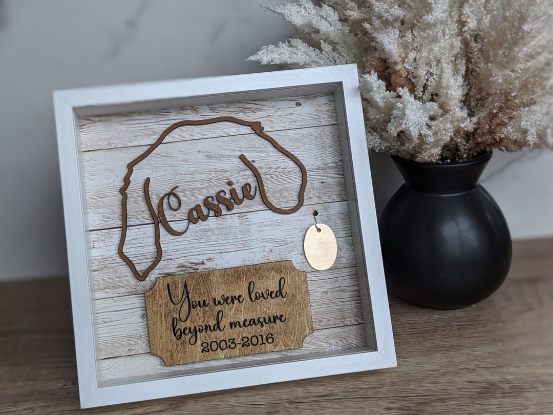 Pet Memorial Shadow Box / Memory Frame / Pet Ears Outline Memorial ...