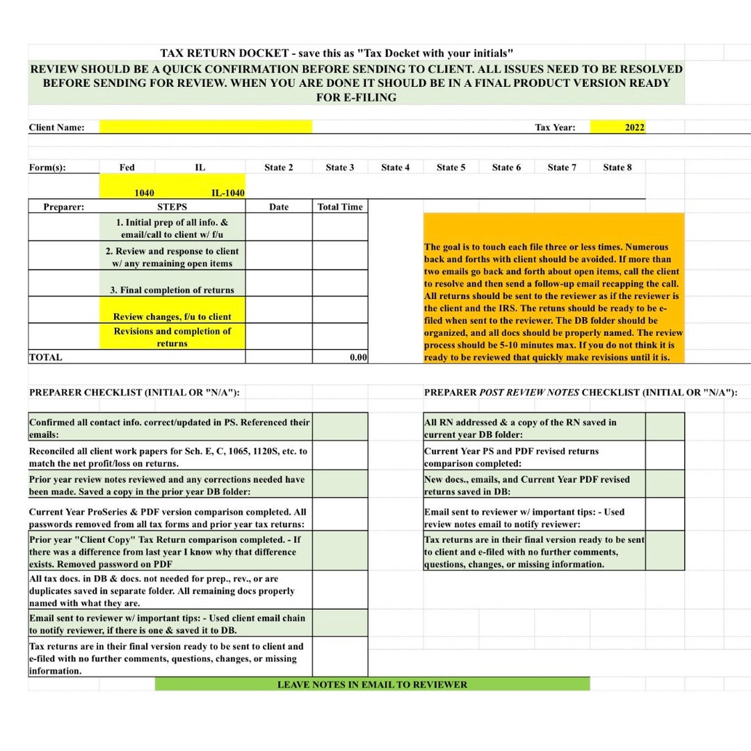 Income Tax Preparation Checklist for Tax Preparers, Cpas, or Diyers - Etsy