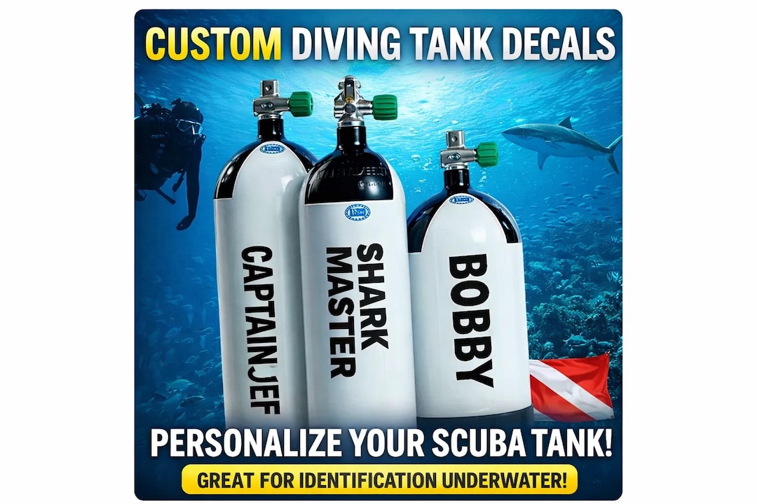 Scuba Diving Cylinder Decals Scuba Tank Sticker Stand Out at Depth ...