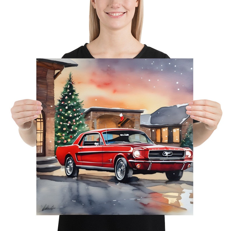 Ford Mustang Christmas Poster - Etsy