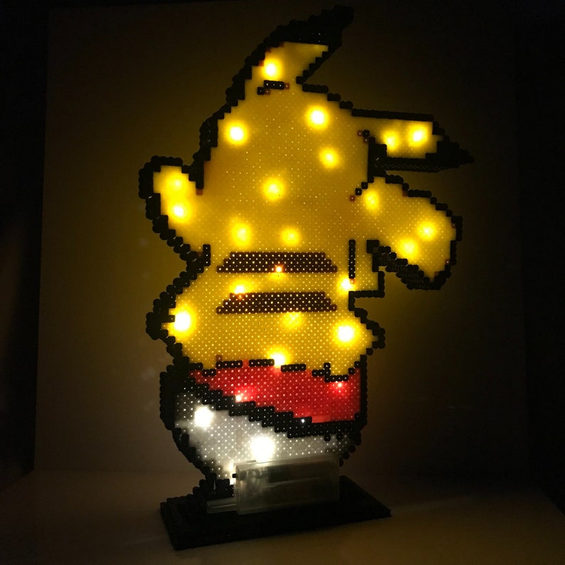 Handmade Pikachu Pixel Art Lamp: Retro Gaming Decor - Etsy