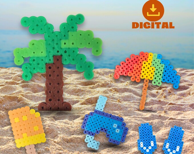 Beach Day Hama Bead Patterns: Summertime Pixel Art DIY (PDF Download - Etsy