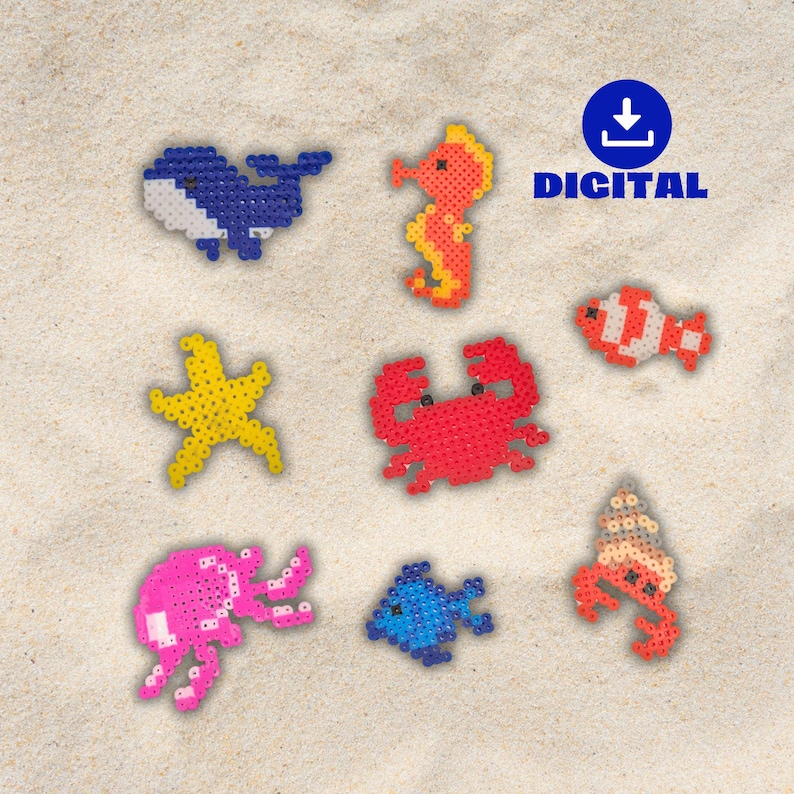 Ocean Hama Bead Pattern: Sea Animal Pixel Art (digital Download) - Etsy
