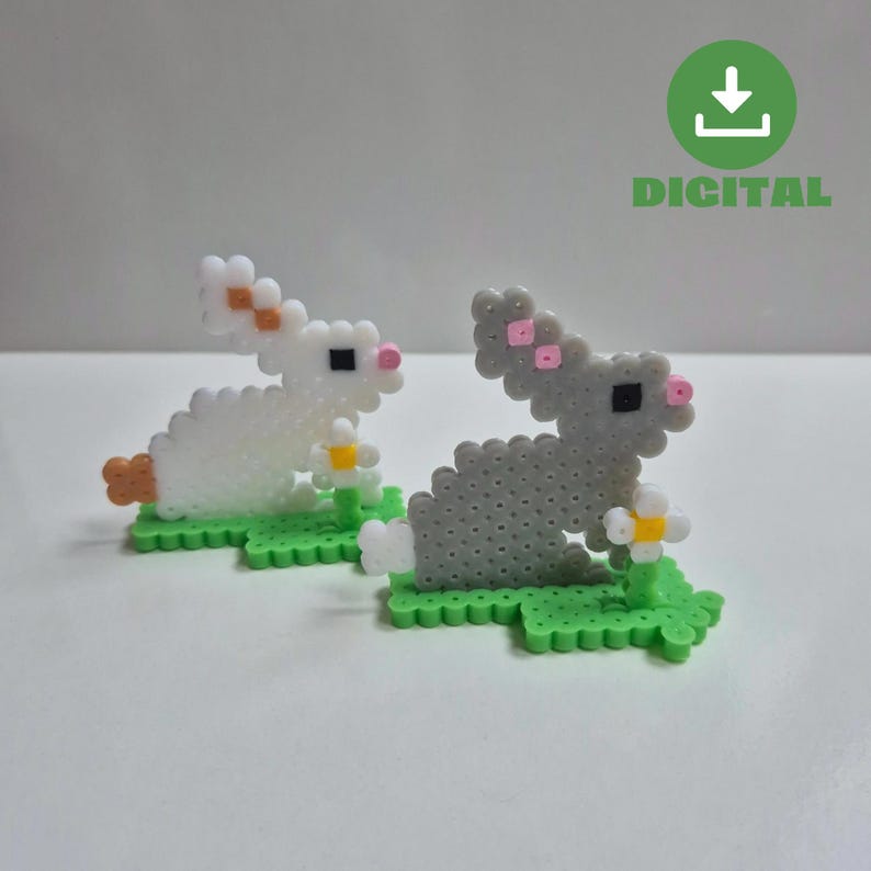 DIY Easter Bunny Stand DIGITAL DOWNLOAD, Handmade Hama Beads Pattern ...