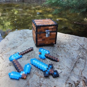 3D Minecraft Chest and Weapons, Digital Download Pattern, Hama Beads ...