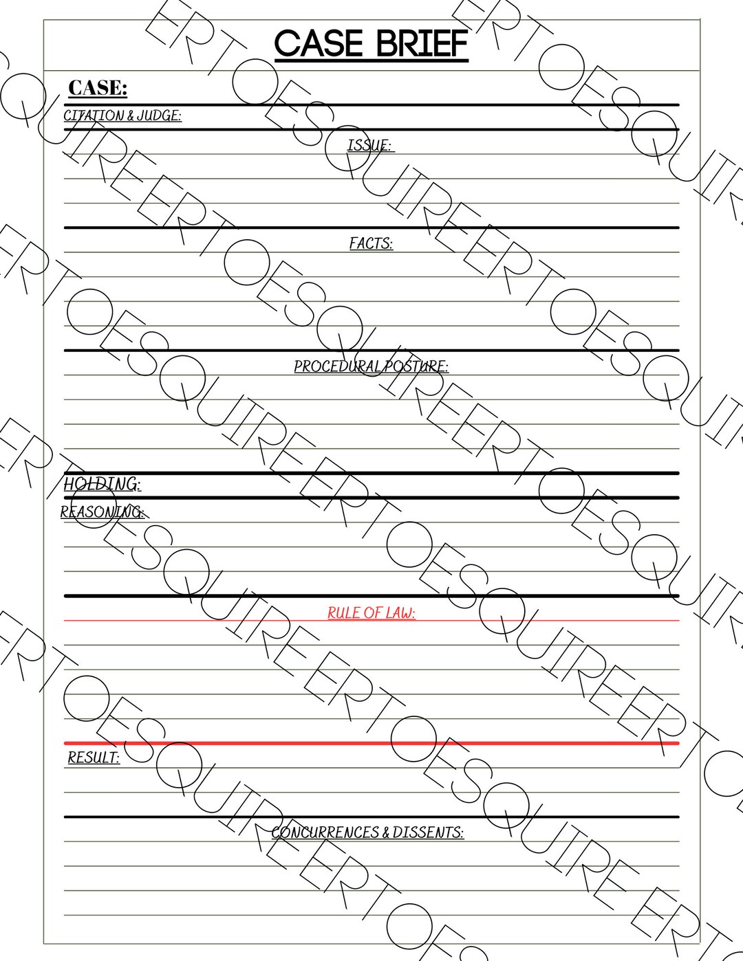Case Brief Template - Etsy