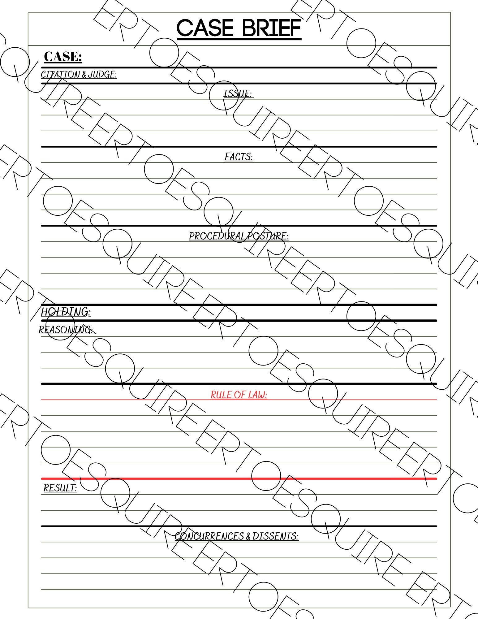 Case Brief Template - Etsy